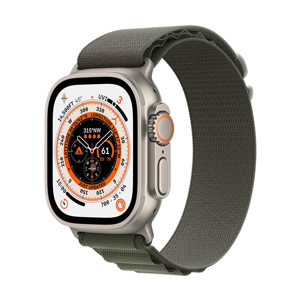 Apple Watch Ultra - 49mm Titanium Case with Green Alpine Loop